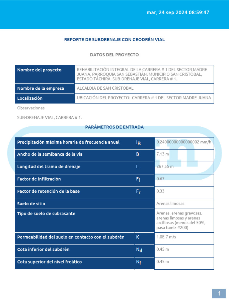I° Geodren Vial | PDF | Tubería (transporte de fluidos)