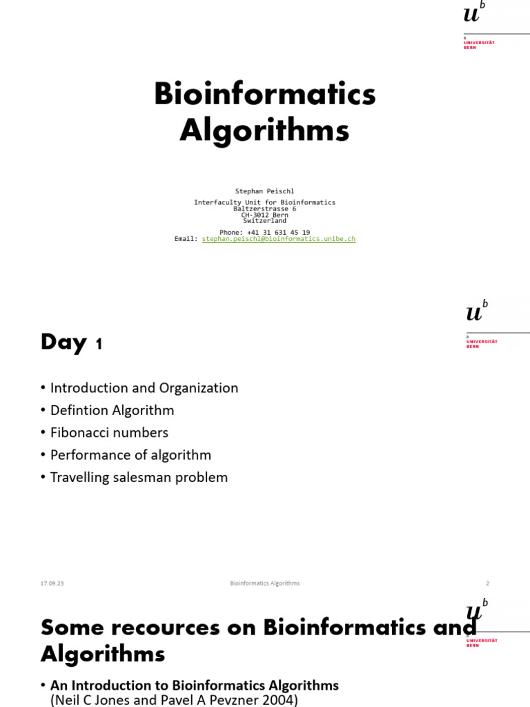 2023 Bioinformatics Algorithms Day 1 | PDF | Time Complexity | Dynamic Programming