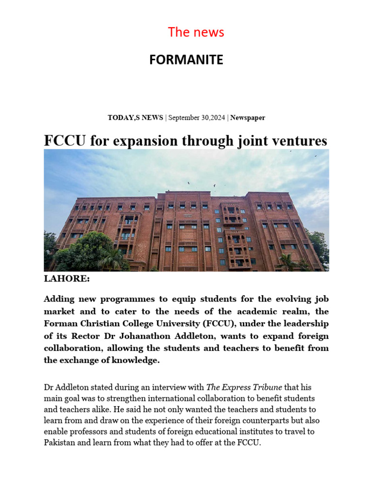 FCCU For Expansion Through Joint Ventures: Formanite | PDF