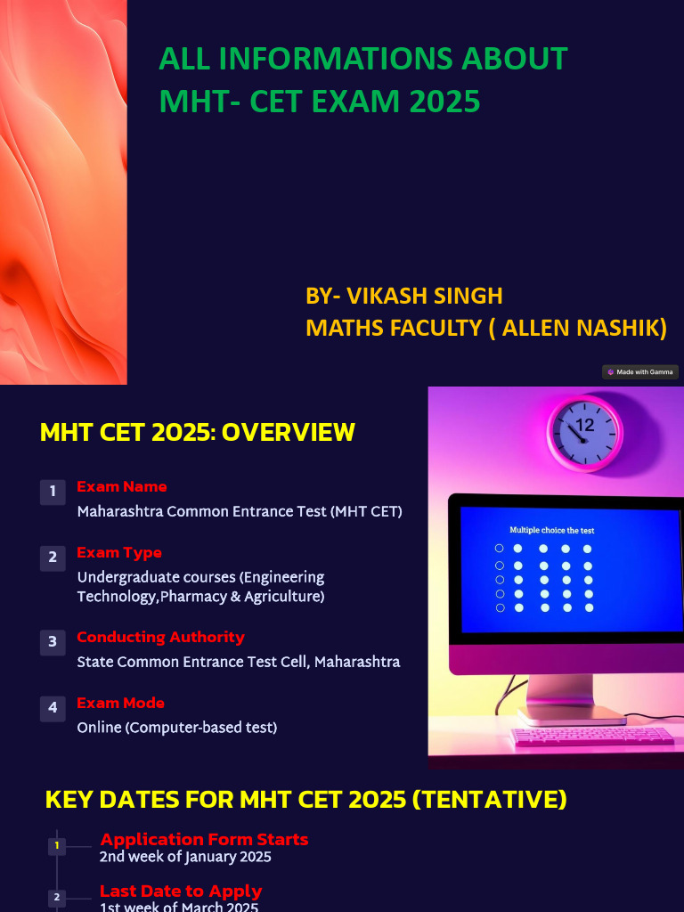 MHT CET 2025 Exam Overview and Guide | PDF | Chemistry | Physics