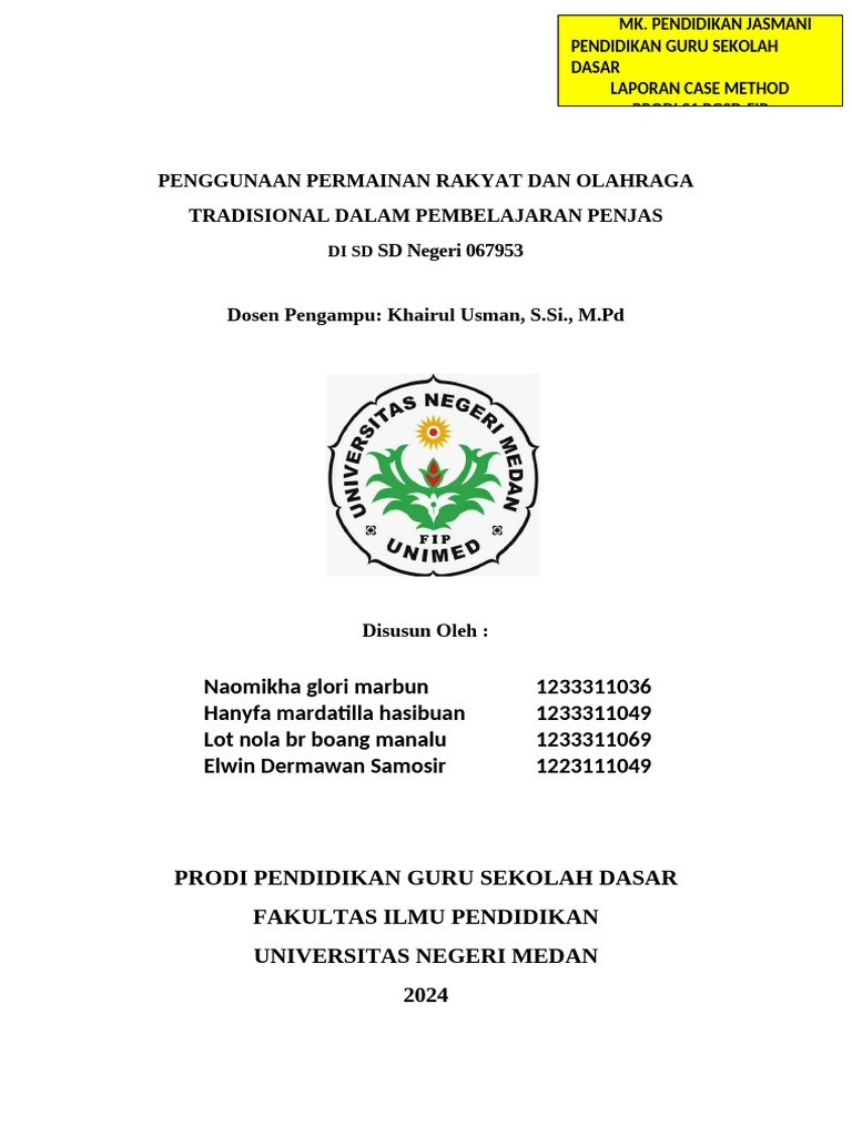 Laporan Case Method Penjas Kelompok 4 | PDF
