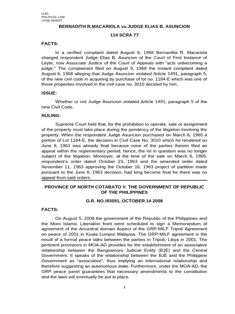 POLITICAL Digested Cases | PDF | Territorial Waters | United Nations ...