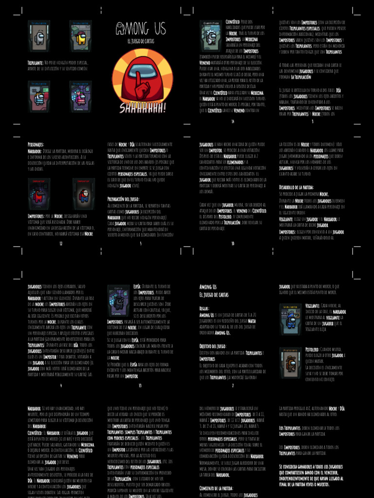 Amongus Juego de Cartas Reglas | PDF