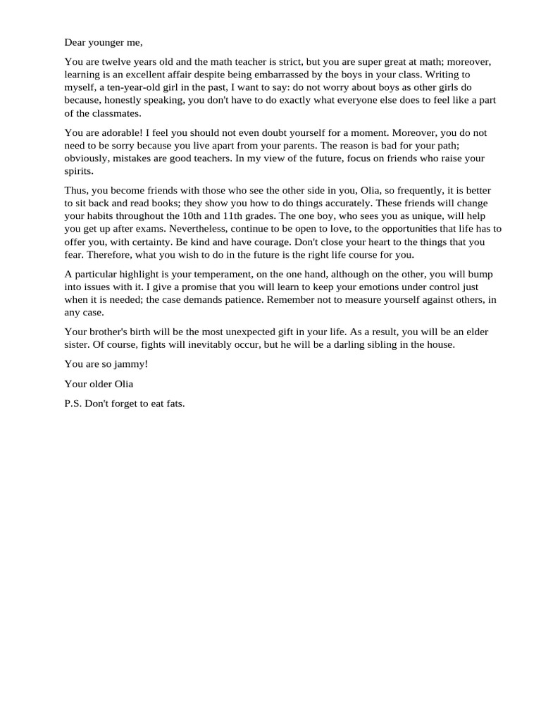 Letter to My Younger Self | PDF