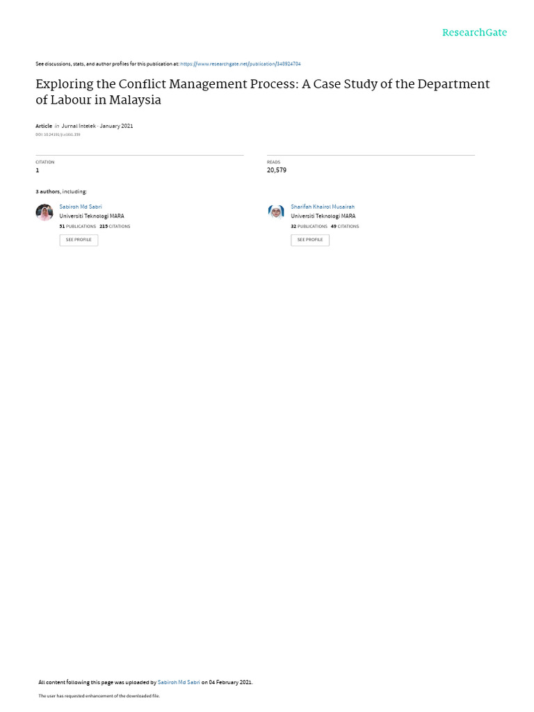 Exploringthe Conflict Management Process | PDF | Conflict (Process) | Employment