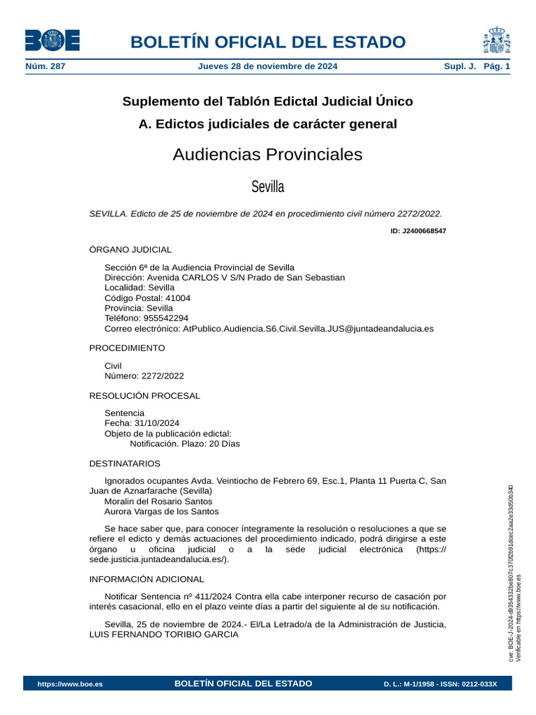 Web Bdatos Diarios Boe J Dias 2024 11 28 Pdfs BOE-J-2024-3d50b340 | PDF | Separación de poderes ...
