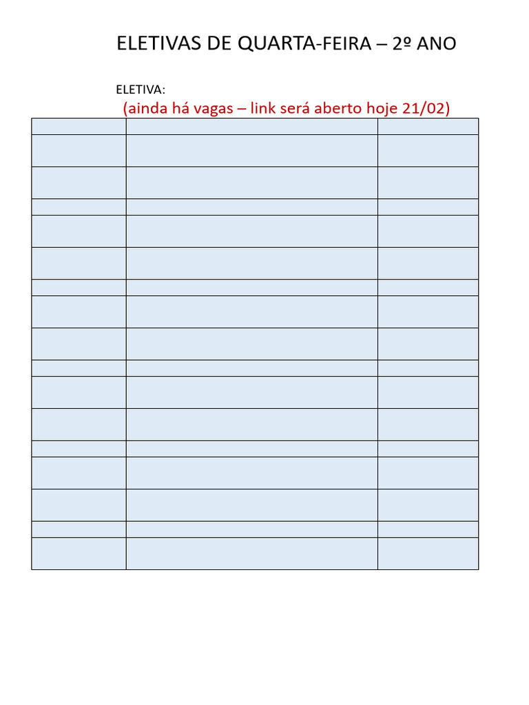 2º Ano - Manhã - Quarta | PDF