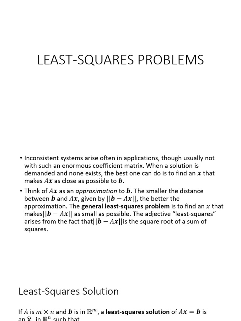 Least Squares Problems Pdf Least Squares Matrix Mathematics