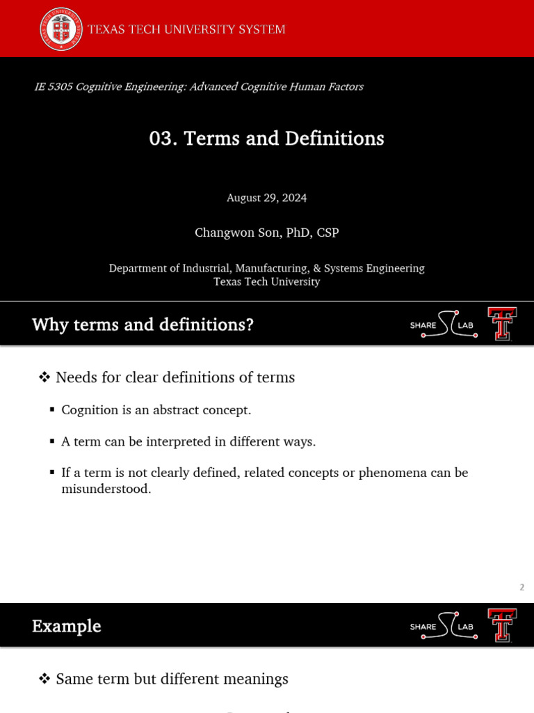 IE5305 - Lecture03. Terms and Definitions | PDF | Senses | Perception
