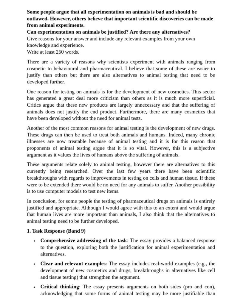 Justifying Animal Experimentation | PDF | Animal Testing | Essays