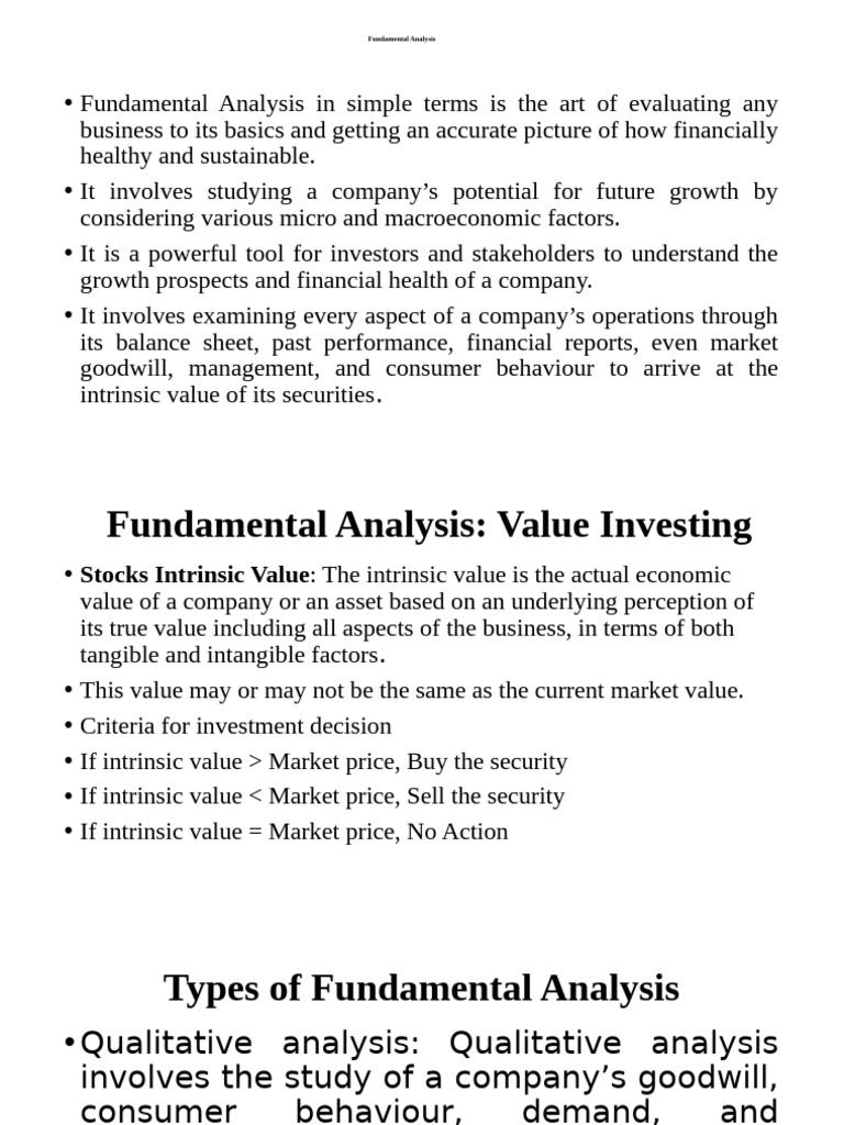 Fundamental Analysis | PDF | Investing | Economics
