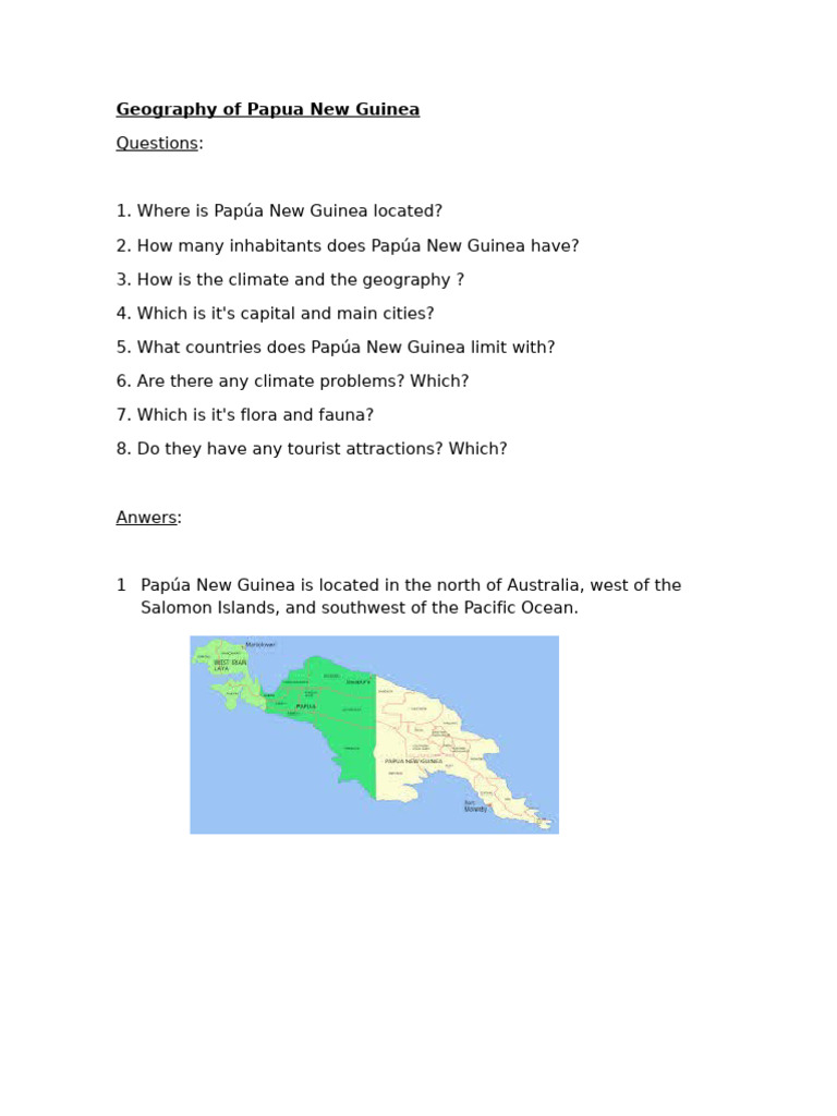 Geography and Climate of Papua New Guinea | PDF | Papua New Guinea ...