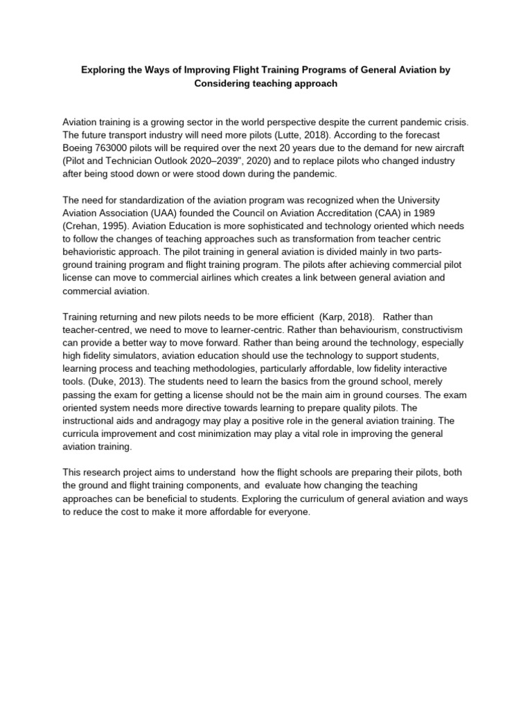 Exploring The Ways of Improving Flight Training Programs of General ...