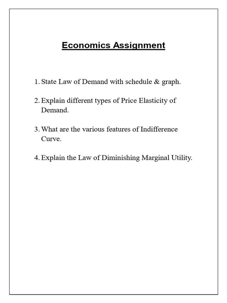 Economics Assignment: Demand & Utility Concepts | PDF