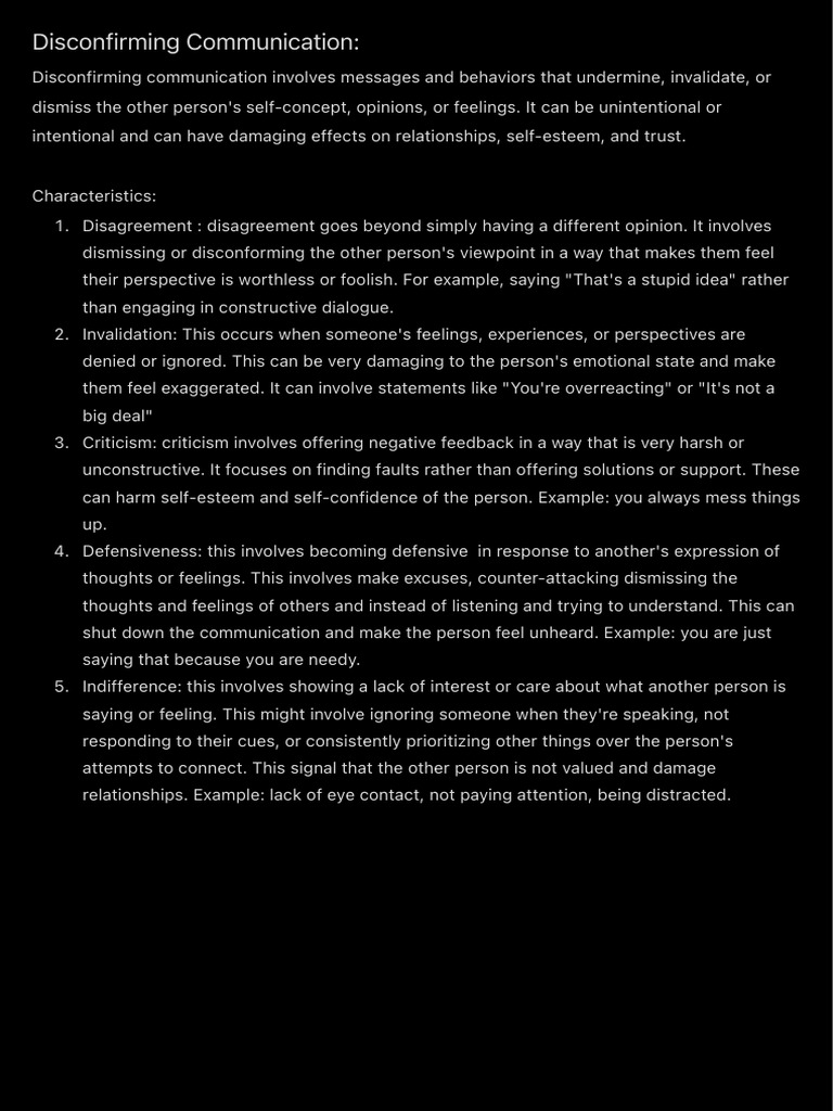 Disconfirming Communication | PDF