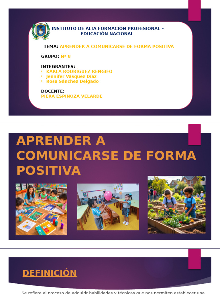 GRUPO 8 Aprender A Comunicarse de Forma Positiva | PDF | Comunicación ...