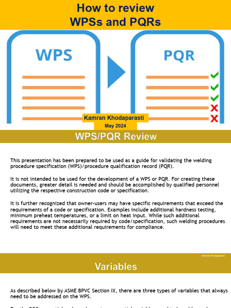 WPS and PQR Review Guide | PDF | Welding | Construction