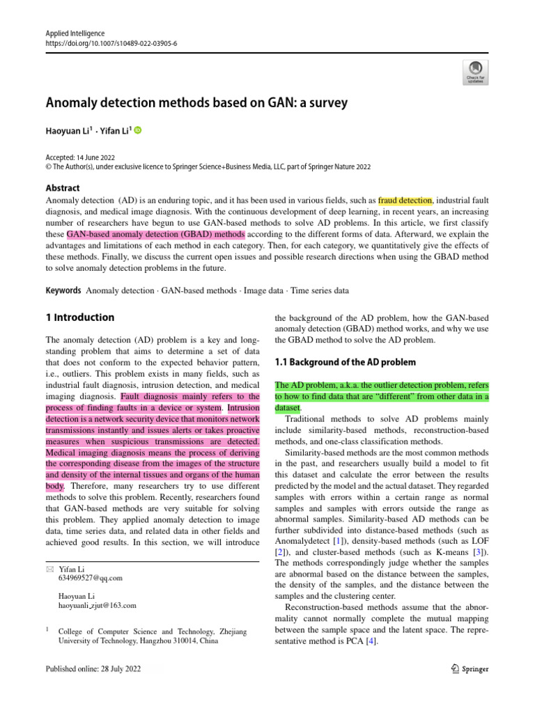 3.anomaly Detectionmethods Based On GAN A Survey | PDF | Machine ...