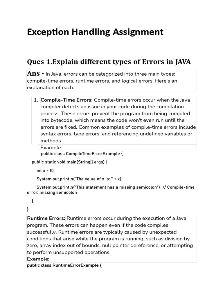 Java Exception Handling Explained | PDF | Java (Programming Language ...