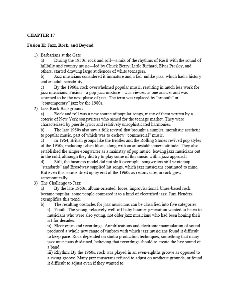 Jazz2 Ch17 Outline | PDF | Jazz | Funk