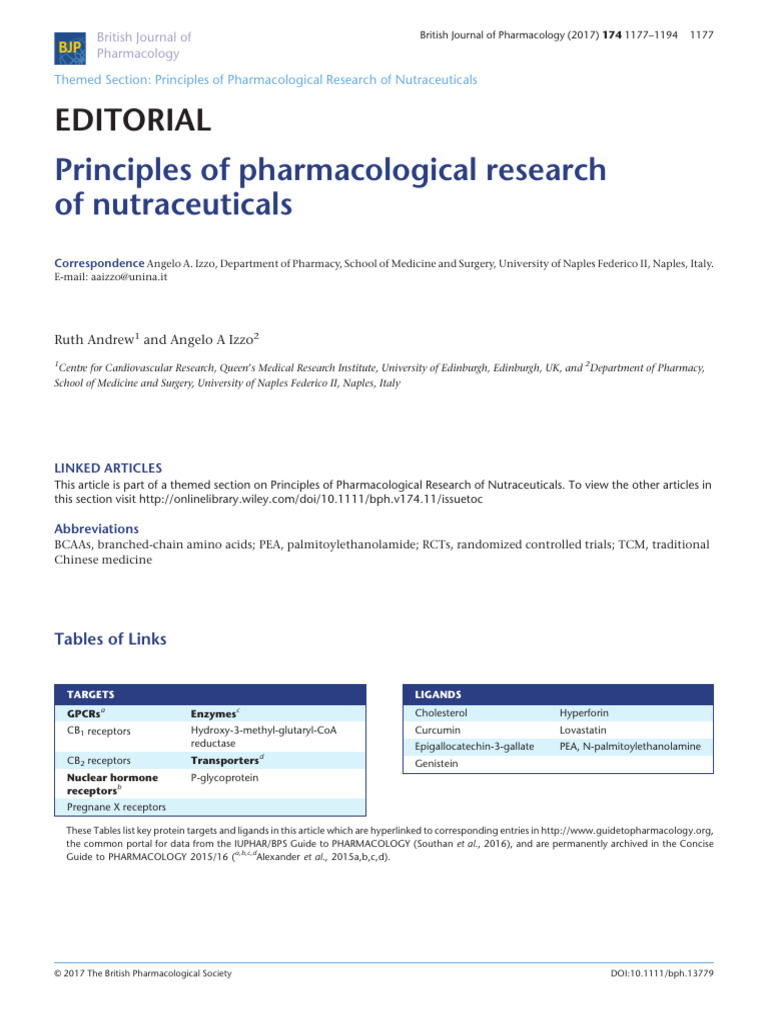 Principles of Pharmacological Research of Nutraceuticals | PDF ...