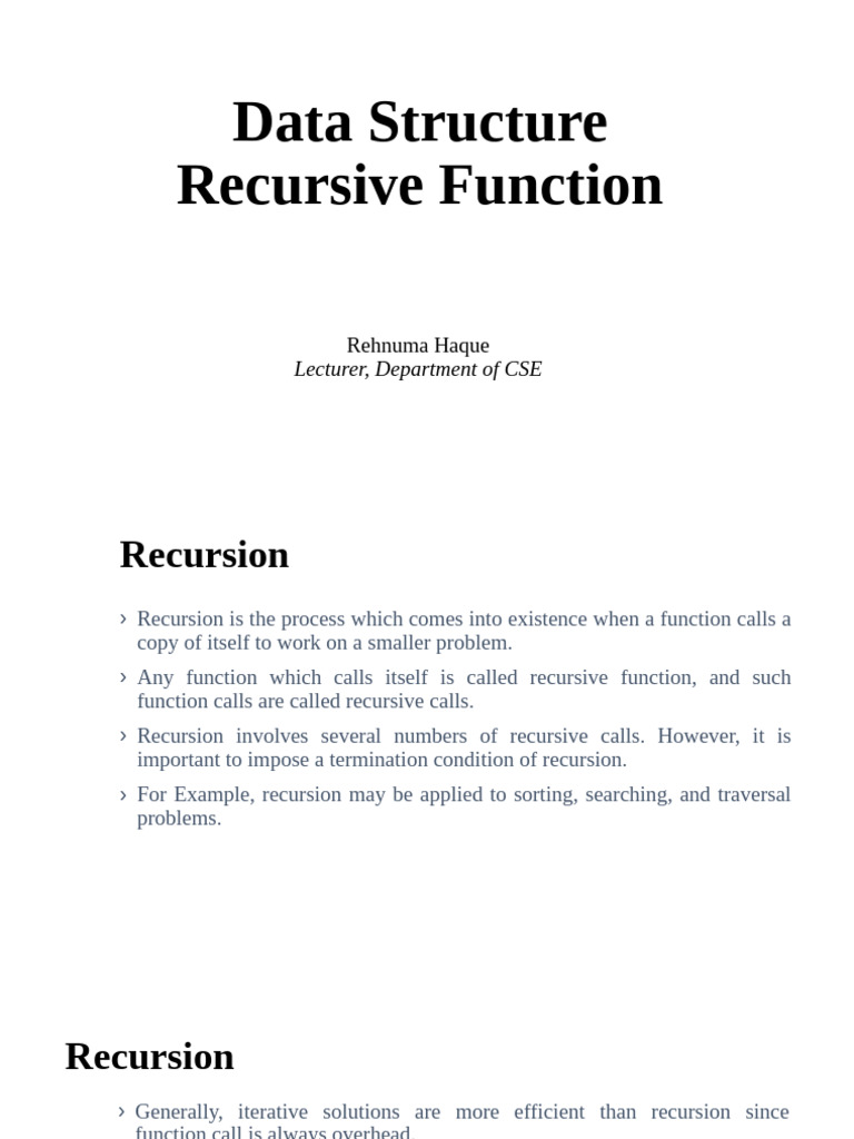 Lecture_8_Recursion - REH | PDF | Recursion | Computer Programming Lecture_8_Recursion - REH | PDF | Recursion | Computer Programming
