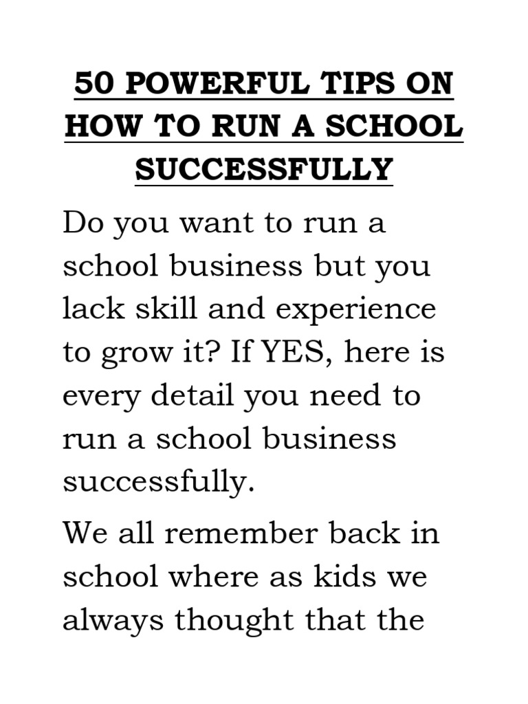 50 Powerful Tips On How To Run A School Successfully | PDF ...
