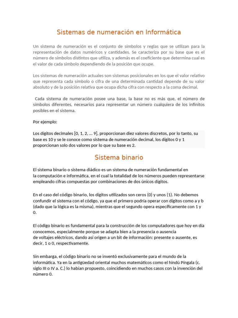 Sistemas de Numeración en Informática | PDF | Decimal | Números