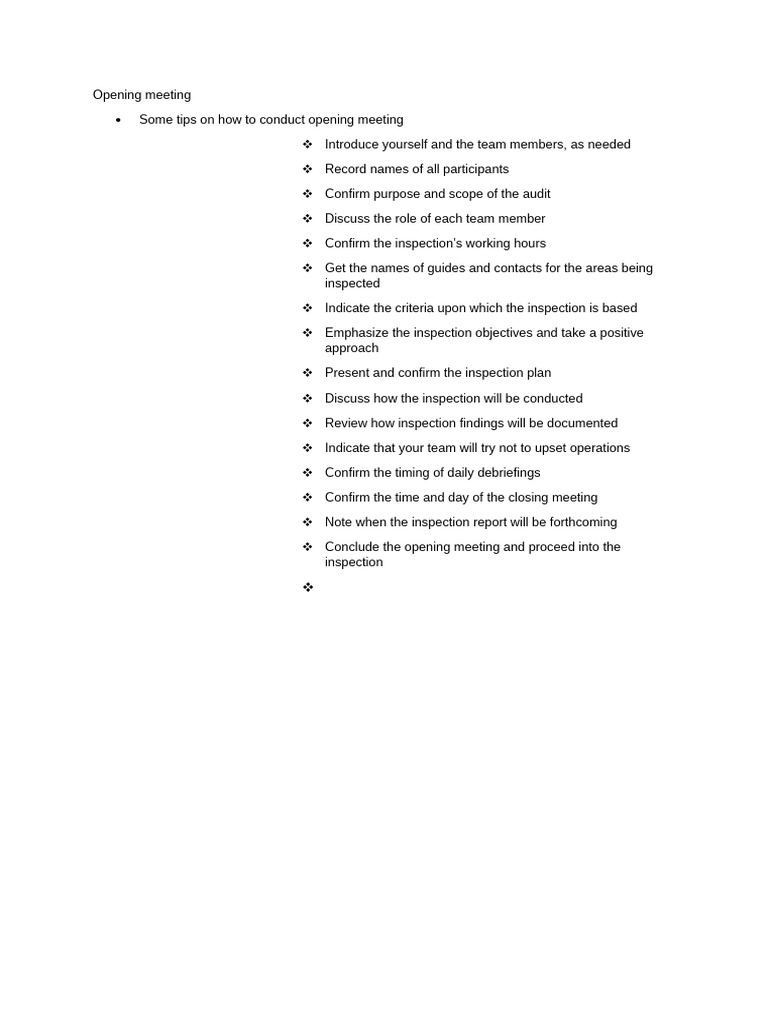 Opening Meeting | PDF