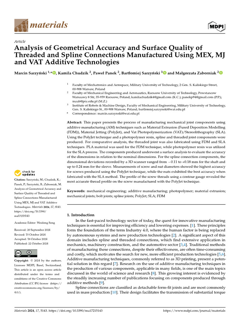 Analysis of Geometrical Accuracy and Surface Quality of Threaded and Spline Connections ...