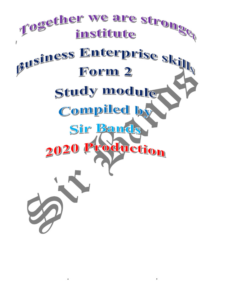 Business Enterprise Skills Form 2 Notes | PDF | Business Economics ...