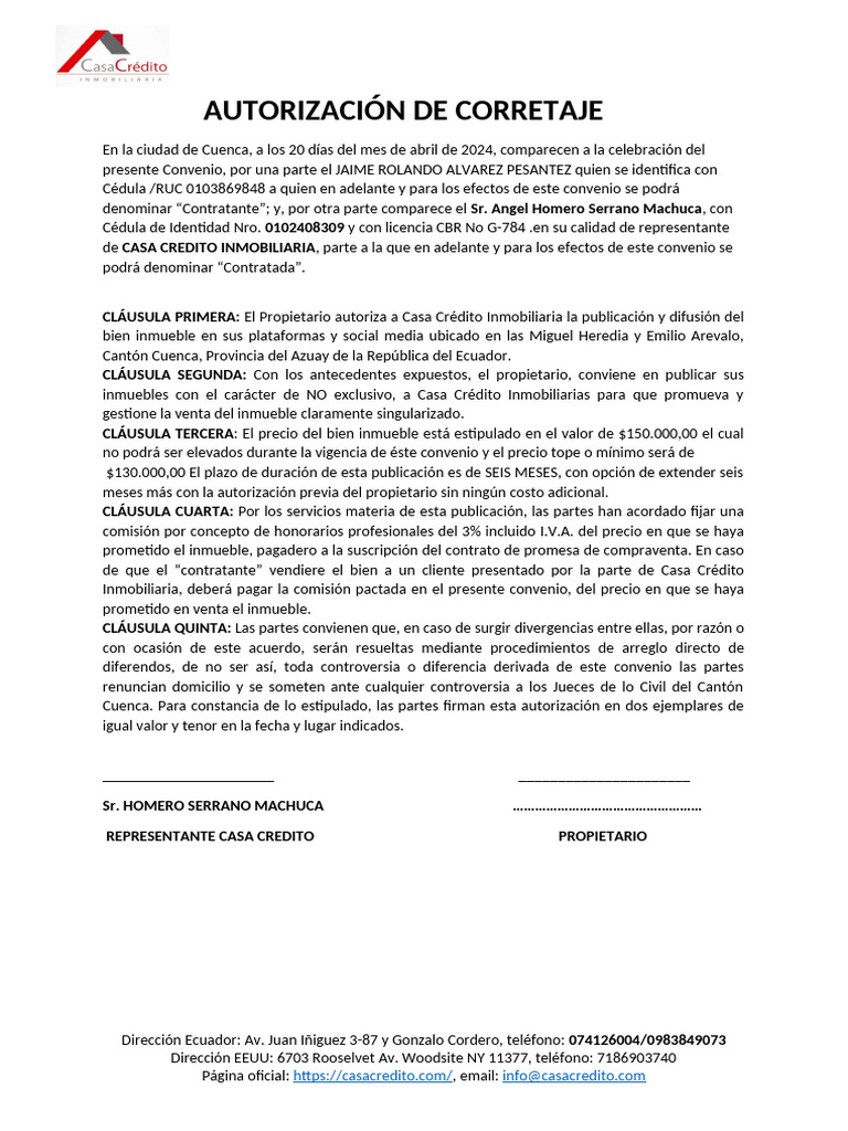 Corretaje Housing | PDF