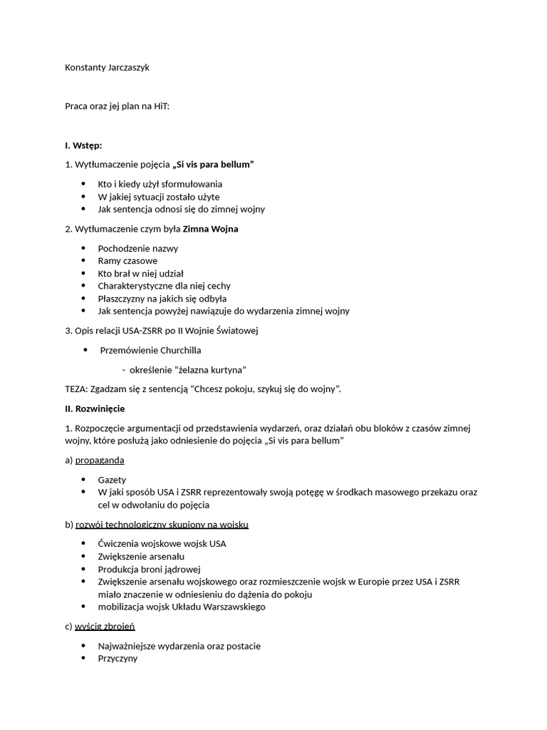 Konstanty Jarczaszyk Praca Na HiT | PDF