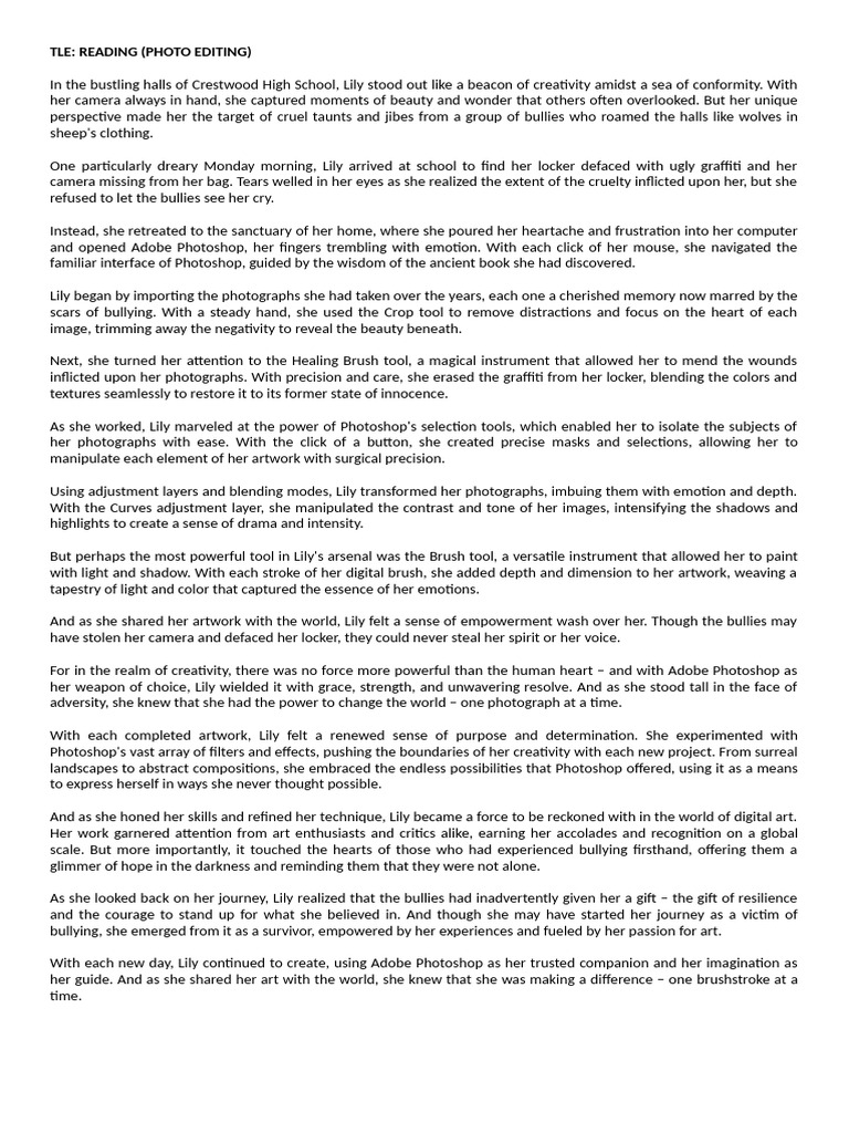 tle reading (PHOTOSHOP) | PDF | Adobe Photoshop