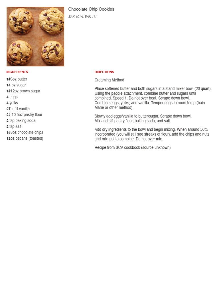 Chocolate Chip Cookie Recipe Guide | PDF