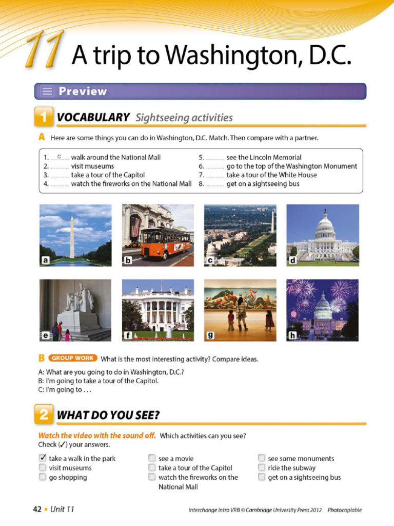 Unit 11 - A Trip To Washington DC | PDF