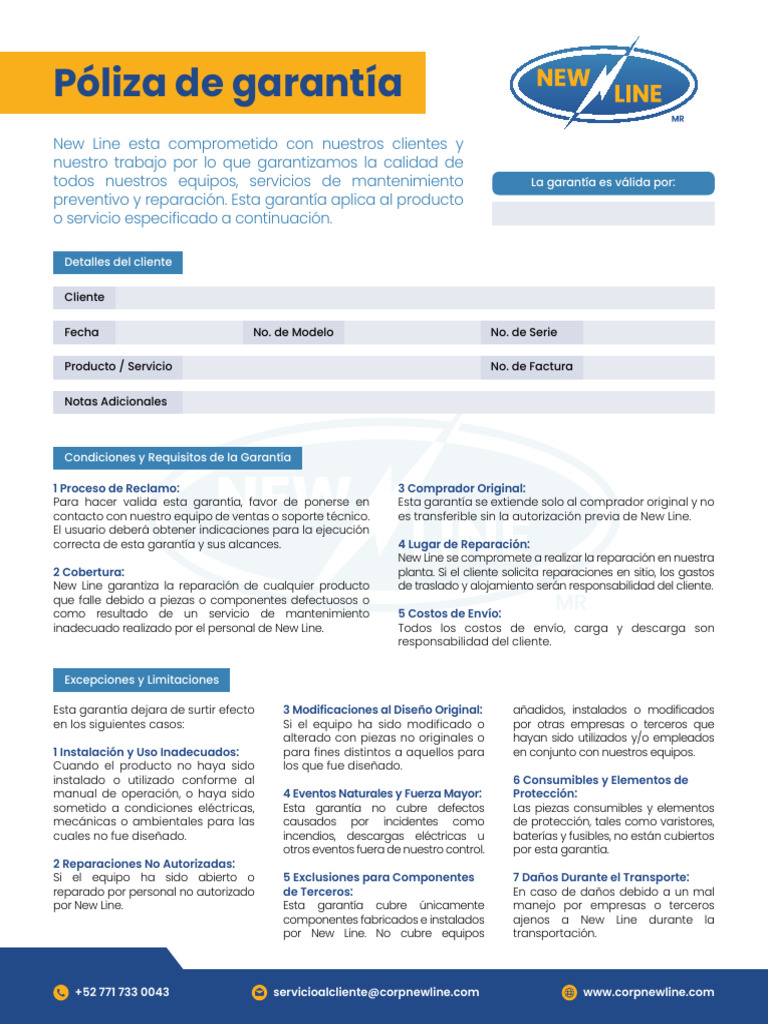Póliza de Garantía Estándar | PDF | Soporte técnico | Póliza de seguros