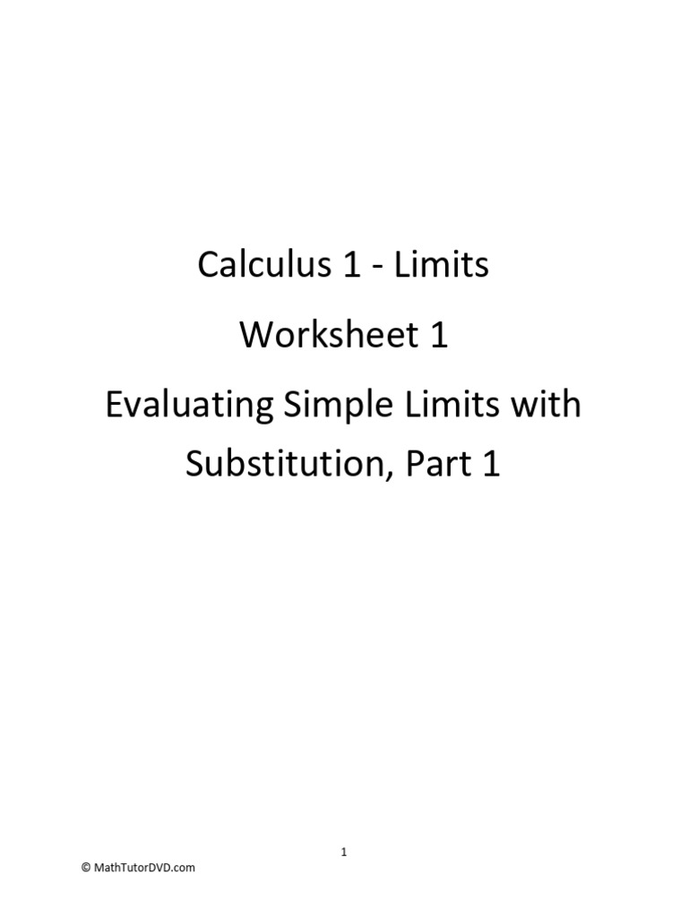 Calculus Limits Substitution Worksheet | PDF | Mathematical Logic