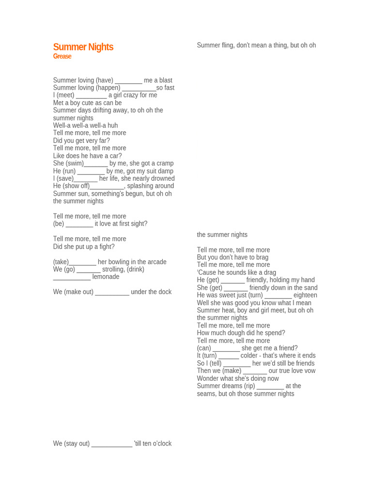 Simple Past With Grease Fun Activities Games - 42819 | PDF