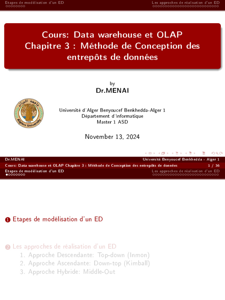 Approches de Modélisation d'un ED | PDF | Entrepôt de données ...