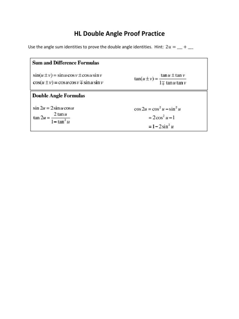 HL Double Angle Proof Practice | PDF