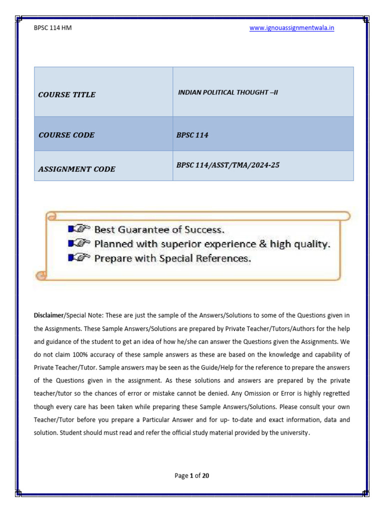 BPSC 114 HM Solved Assignment 2024 25 | PDF