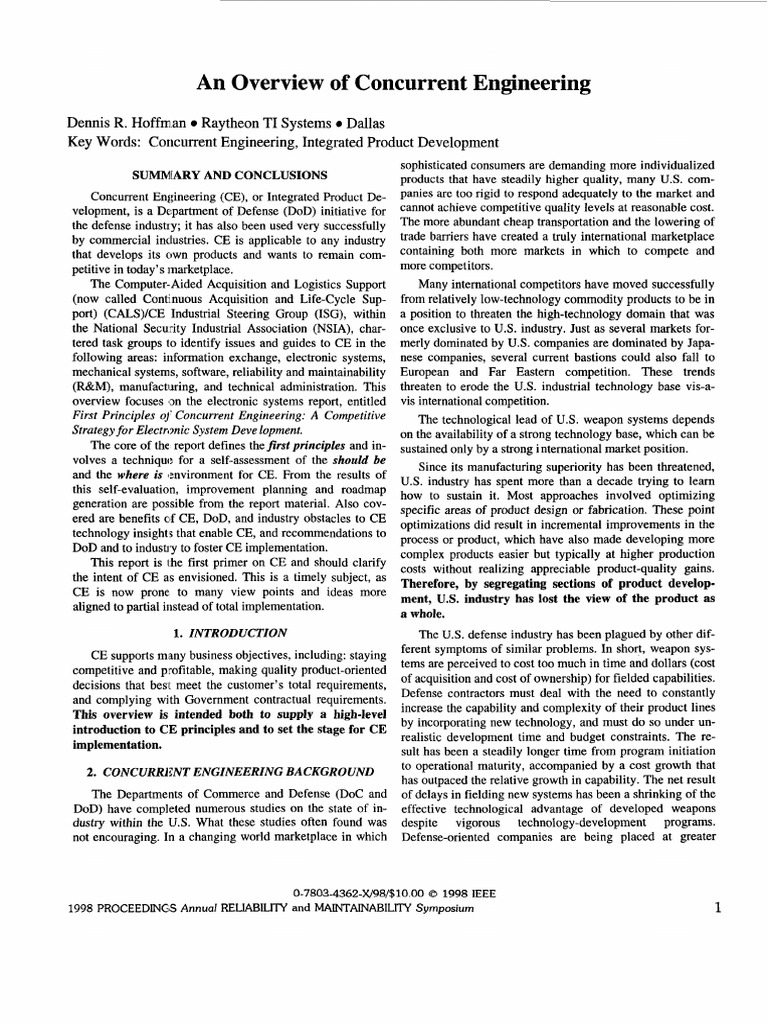 An Overview of Concurrent Engineering | PDF | Engineering | New Product Development