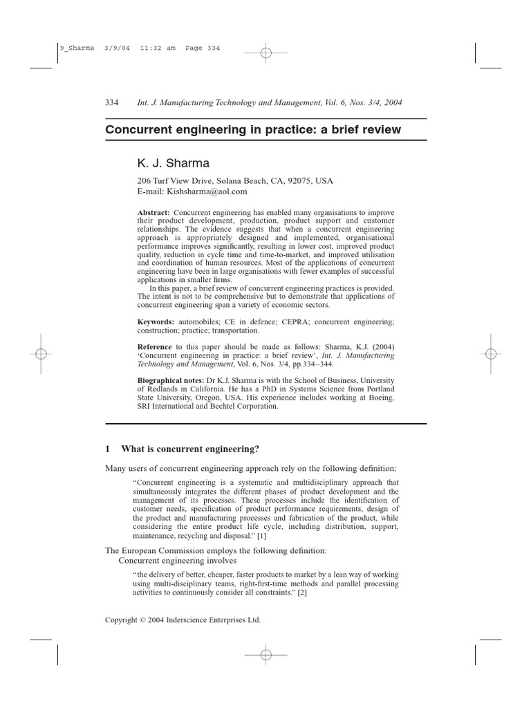 Concurrent Engineering in Practice A Brief Review | PDF | Engineering | Product Lifecycle