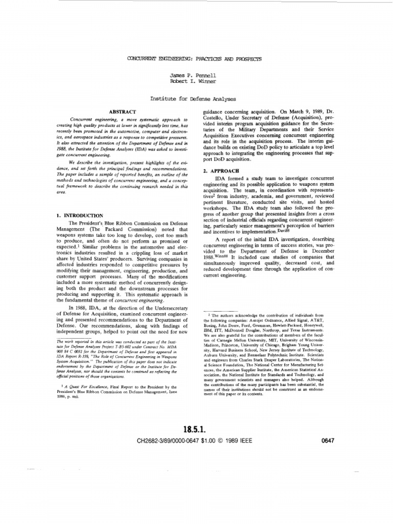 Concurrent Engineering in Defense Acquisition | PDF | Engineering ...