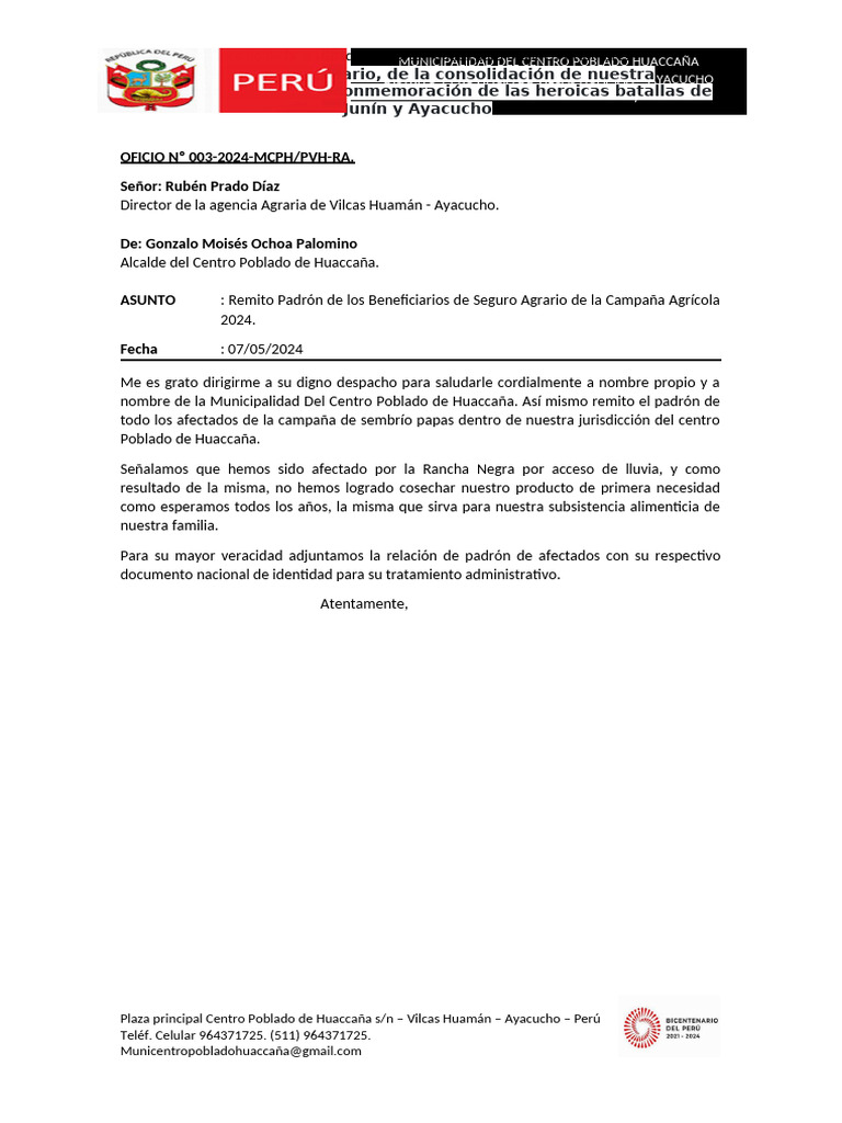 Oficio #003-2024 | PDF