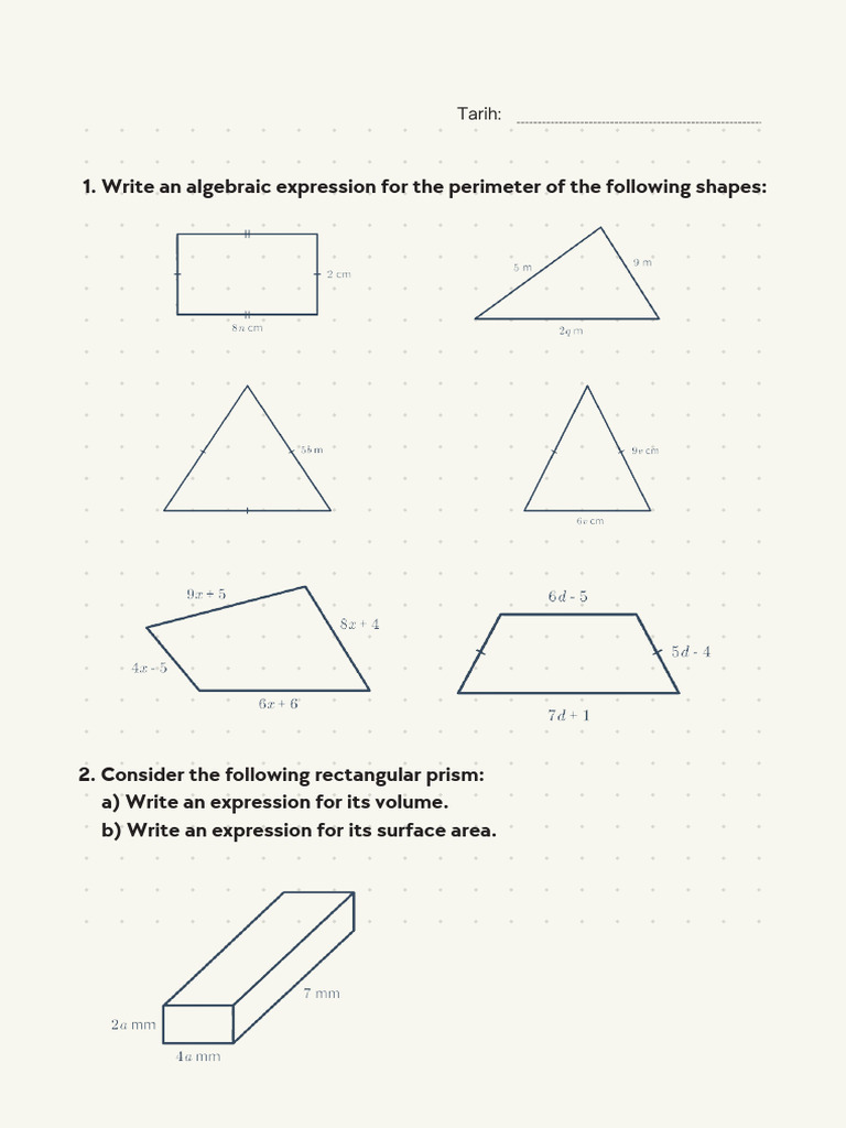 Algebraic Expressions for Perimeter | PDF