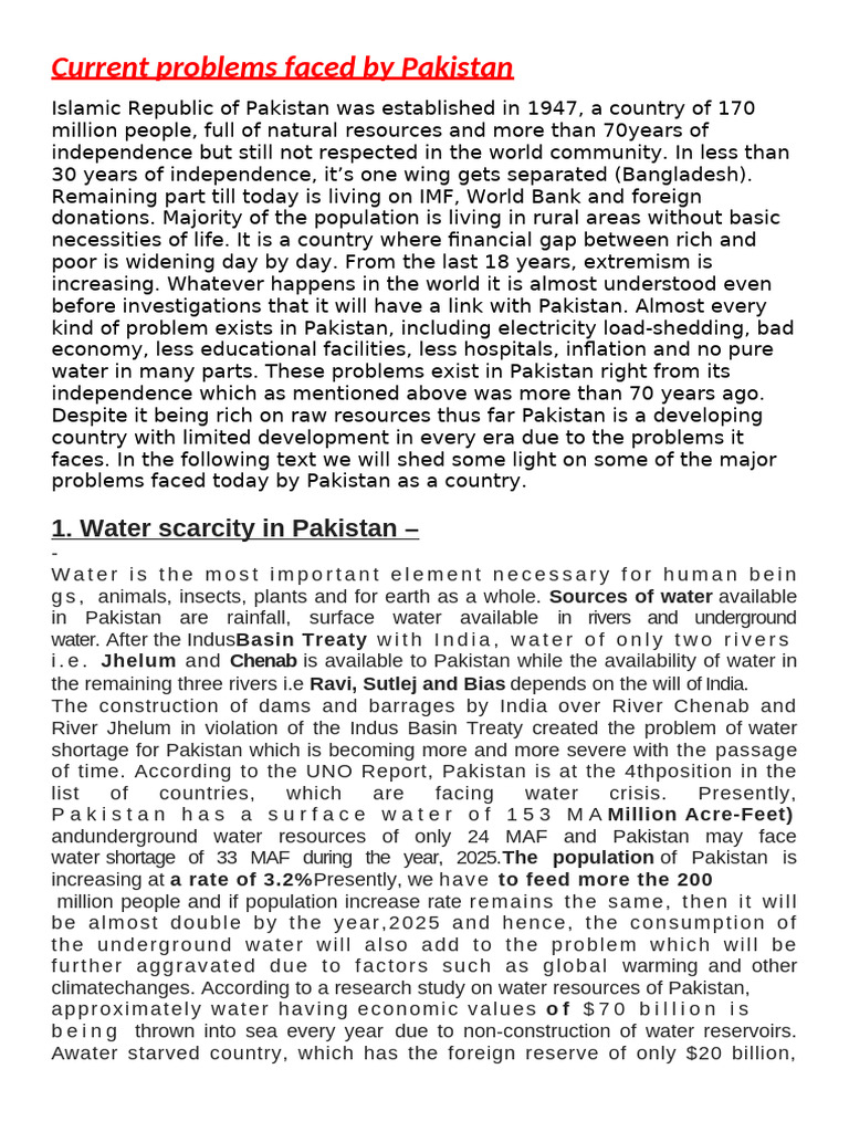 Current Problems Faced by Pakistan | PDF | Literacy | Pakistan