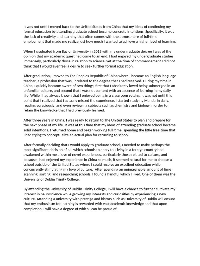 Personal Statement | PDF | Experience | Learning