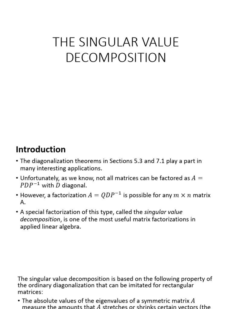 The Singular Value Decomposition Pdf Eigenvalues And Eigenvectors 2201